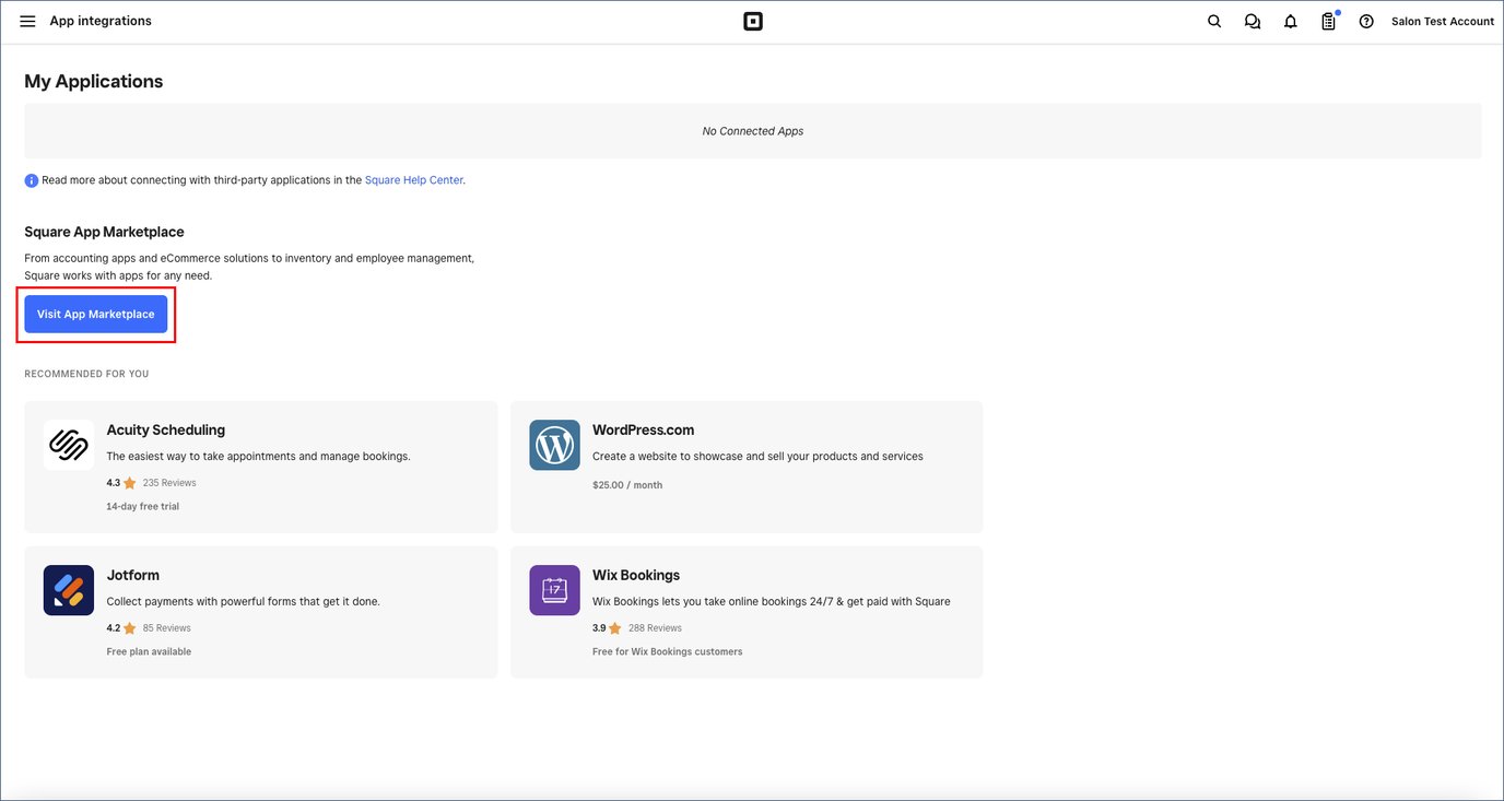 How do I find SalonInteractive on the Square App Marketplace?